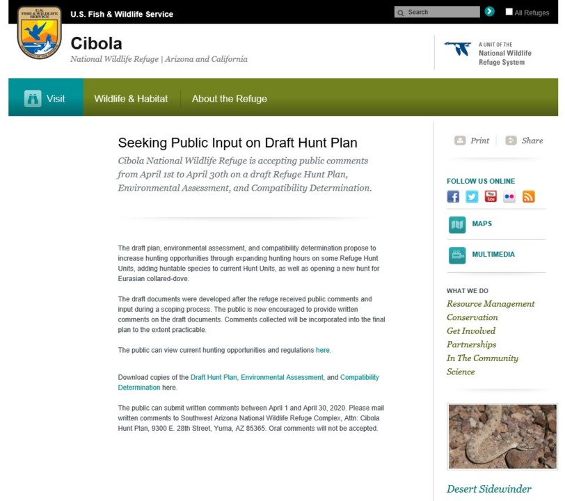 Review and Comment on the Proposed Hunt Plan - Southwest Wildlife ...