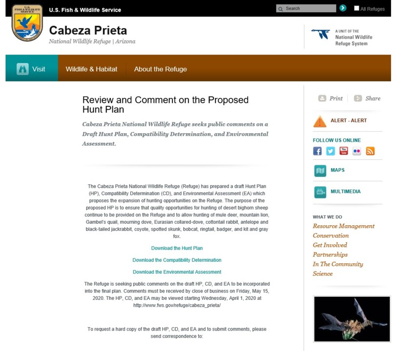 Review and Comment on the Proposed Hunt Plan - Southwest Wildlife ...